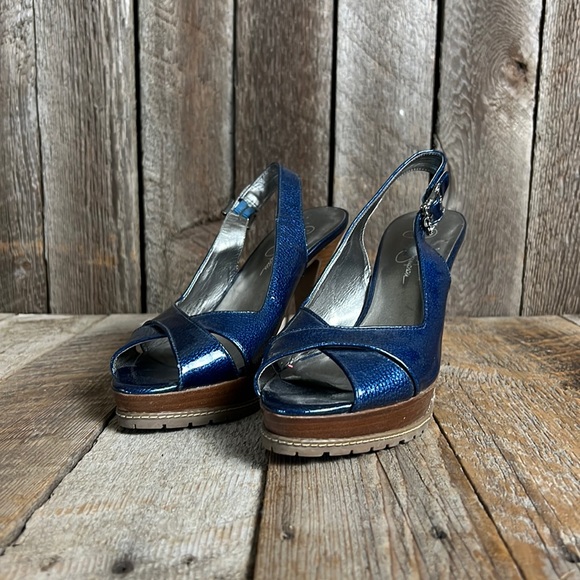 Jessica Simpson | Shoes | Jessica Simpson Blue Heel Sandals Size 8 2 ...